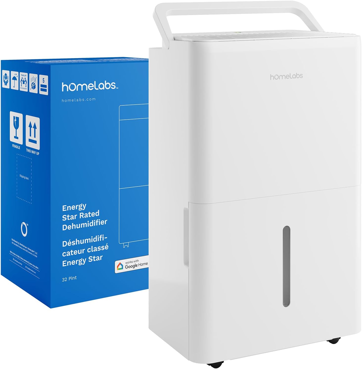 hOmeLabs 2,400 Sq. Ft Dehumidifier – 32 Pint, High-Efficiency Moisture