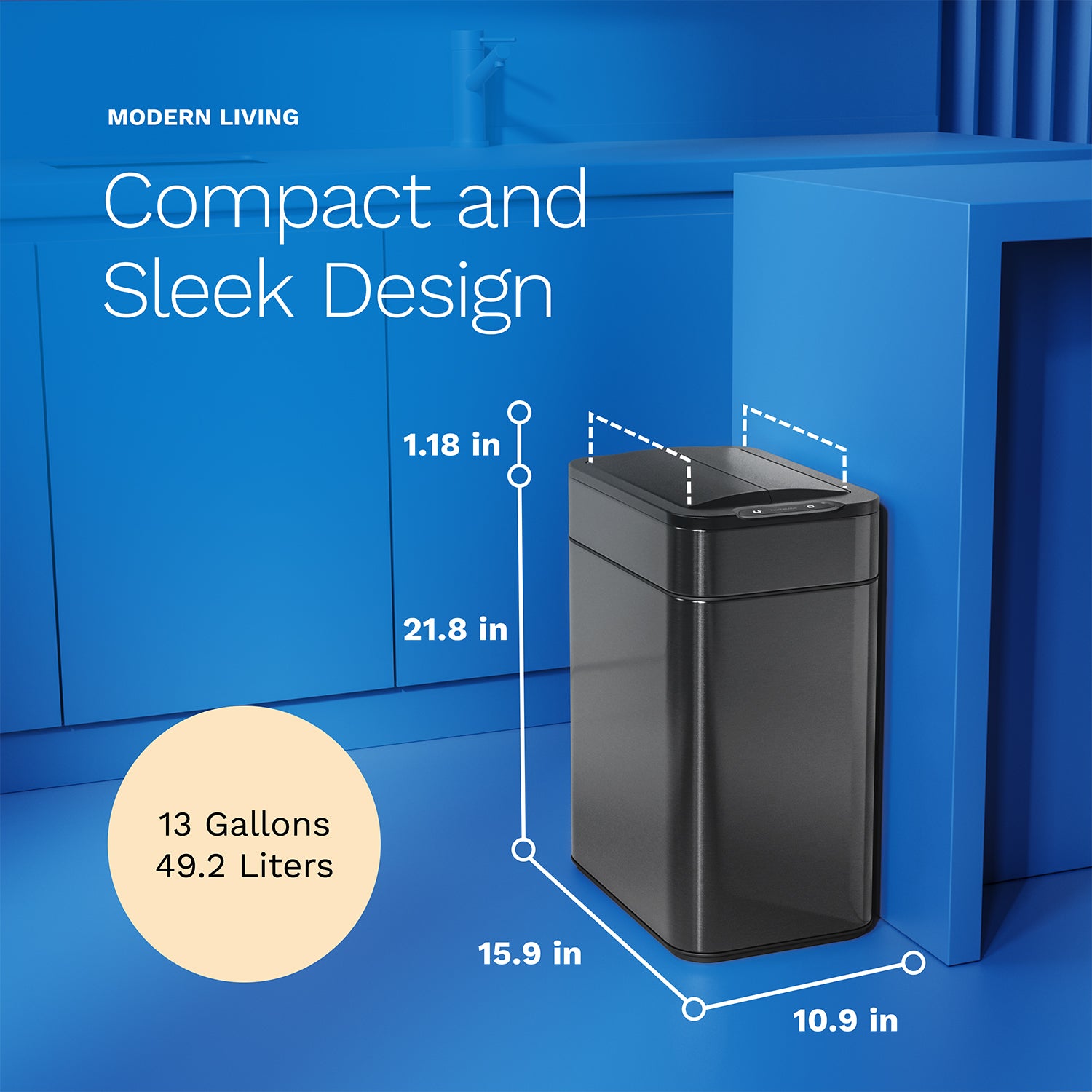 13 Gallon - Sensor Trash Can - Dark Stainless Steel – hOmeLabs