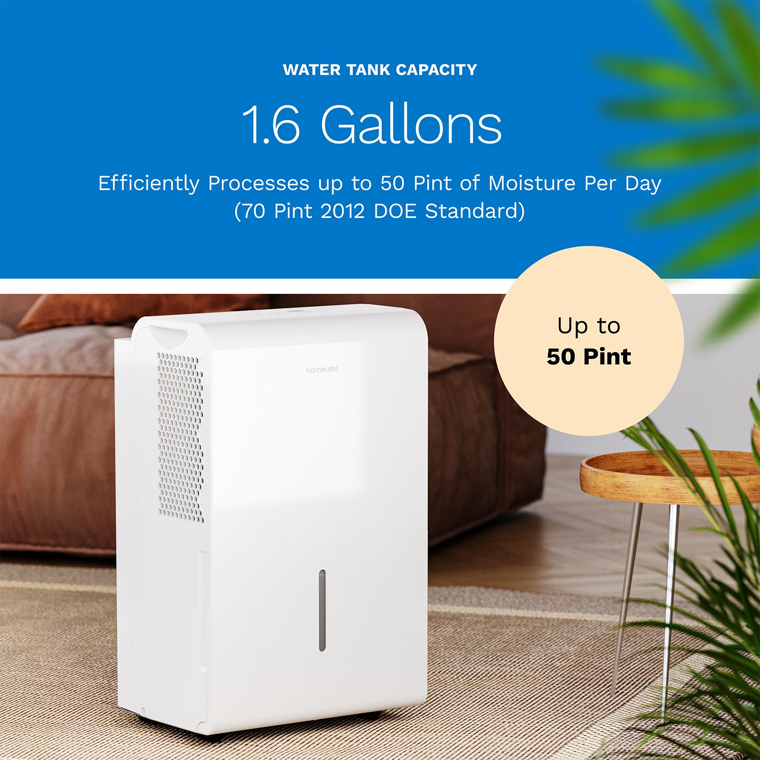 4,500 sq ft - Energy Star Wi- Fi Enabled Dehumidifier with Pump - 50 p ...